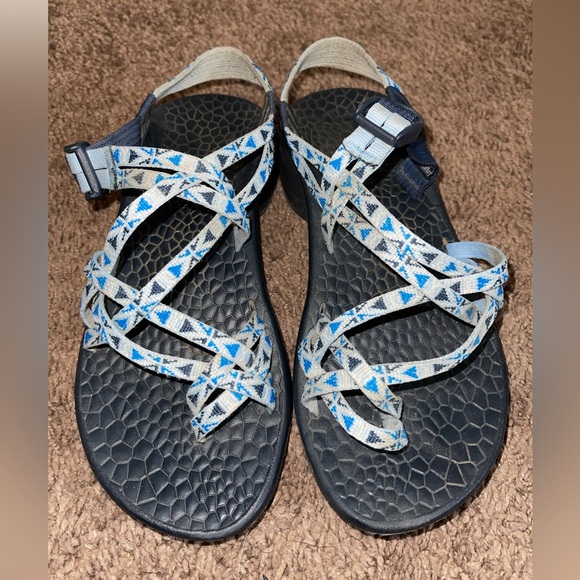 Chaco | Shoes | Chaco Tegu Blue Strappy Slip On Hiking Sandals Size W 8 ...